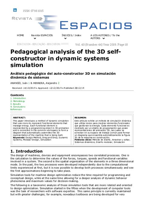 Pdf Pedagogical Analysis Of The 3d Self Constructor In Dynamic
