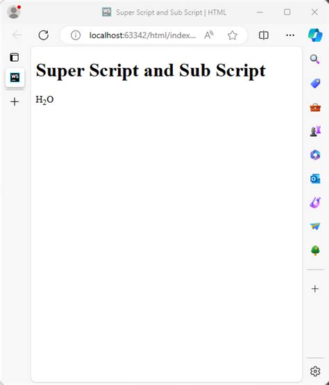 Html Super Script And Sub Script