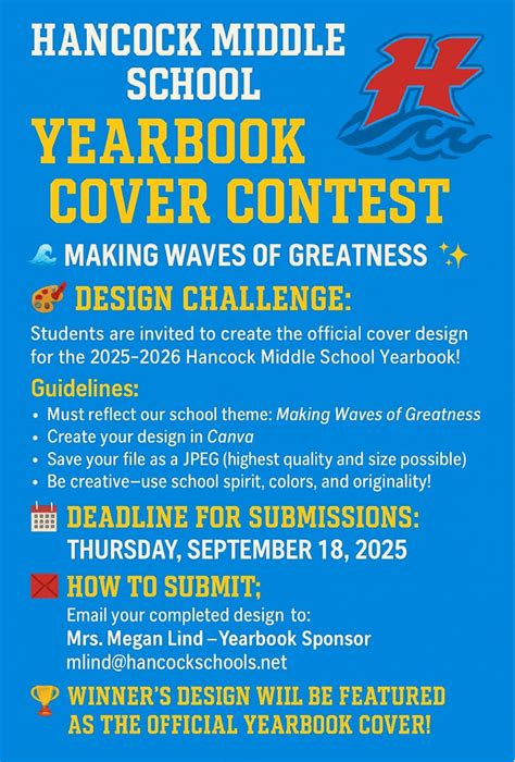 Hancock 🌊🎨 Yearbook Cover Contest Alert 🎨🌊 Students Heres Your
