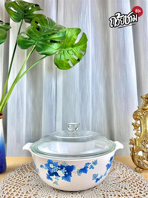 ถ้วย ชาม ญี่ปุ่น 417 หม้อสองหูแบรนด์ดัง Corning Ware ของ Narumi Neoceram ทำลายเถาองุ่นน้ำเงิน