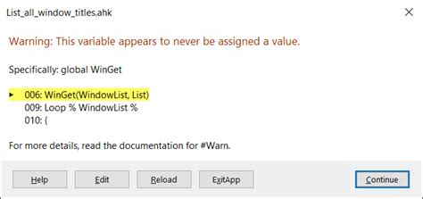 AutoHotKey Warning This Variable Appears To Never Be Assigned A Value Stack Overflow