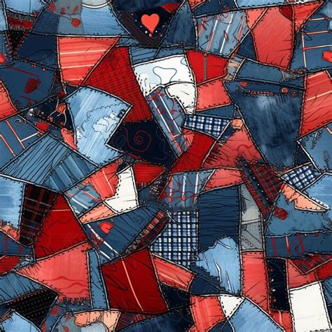 Patchwork Denim Premium Ai Generated Image