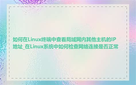 如何在linux终端中查看局域网内其他主机的ip地址 在linux系统中如何检查网络连接是否正常