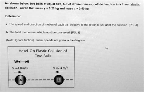 Solved As Shown Below Two Balls Of Equal Size But Of Different Mass