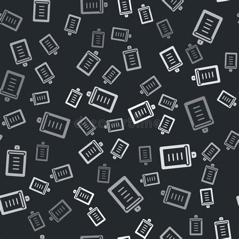 Grey Clipboard With Checklist Icon Isolated Seamless Pattern On Black Background Control List