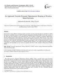 An Approach Towards Dynamic Opportunistic Routing In Wireless Mesh Networks Ijwmt SciUp Org