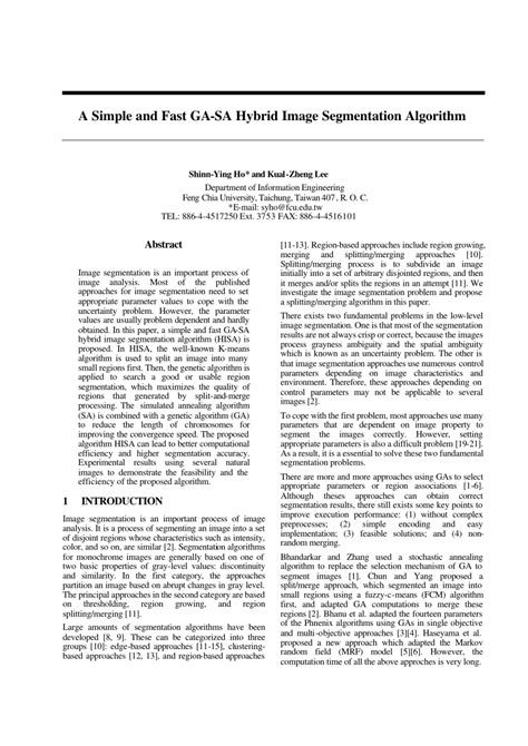 pdf a simple and fast ga sa hybrid image segmentation algorithm