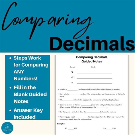 Comparing Decimals Guided Notes Decimals Guided Notes Comparing Decimals Math Guided Notes