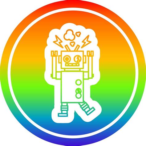 Malfunctioning Robot Circular In Rainbow Spectrum 8806010 Vector Art At
