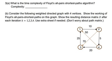 Solved A What Is The Time Complexity Of Floyds All Pairs Shortest Paths Algorithm