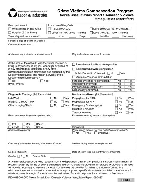 Form F800 098 000 Download Fillable Pdf Or Fill Online Sexual Assault
