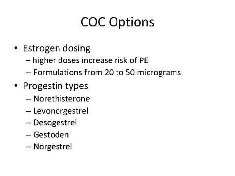 Choosing A Combination OCP Comparing Risks Of PE