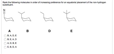Solved Rank The Following Molecules In Order Of Increasing
