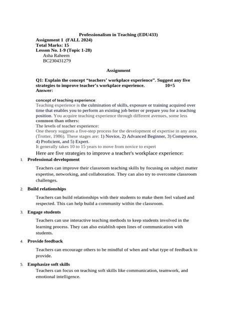 Fall 2024 Edu433 Assignment Sol Pdf