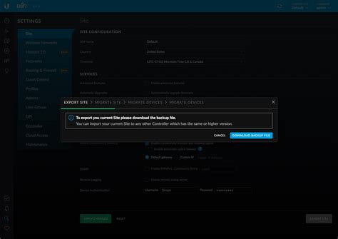 unifi 사이트 내보내기 위자드를 통해서 사이트 마이그레이션하기 — buffeng docs documentation