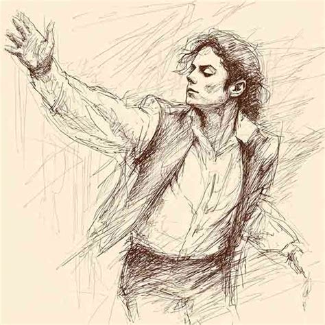 Michael Jackson Drawing Dancing Mj Realistic Sketch Illustration