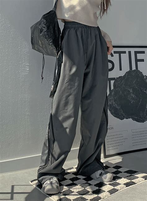 리힛 [남녀공용] 나이브배색와이드스트링팬츠