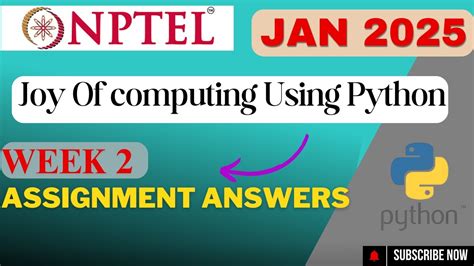 Joy Of Computing Using Python Nptel Week 2 Assignment Answersswayam Week 2 Assignment 2025