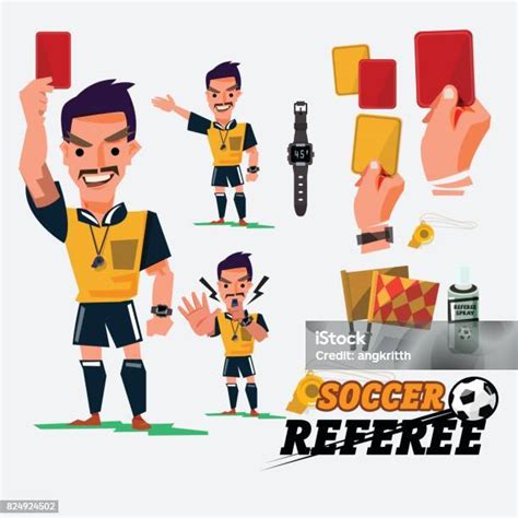 축구 또는 축구 심판 카드와 그래픽 Elments 캐릭터 디자인벡터 심판원에 대한 스톡 벡터 아트 및 기타 이미지 심판원