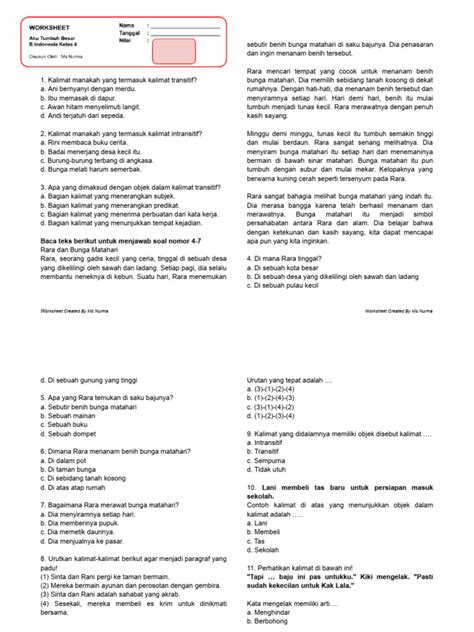 Sumatif B Indo Aku Tumbuh Besar Kelas 4 | PDF