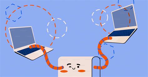 파란색 배경에 서로 연결된 두 개의 노트북 사진 Unsplash의 연결 이미지