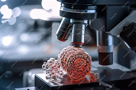 Premium Ai Image Microscope With Magnified View Of A Cell Or Virus Created With Generative Ai