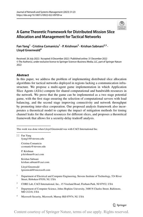A Game Theoretic Framework For Distributed Mission Slice Allocation And