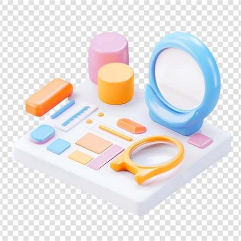 다채로운 3d 렌더링 화장품 디스플레이 유쾌하고 재미있는 디자인 무료 Psd 파일