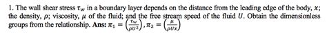 Solved The Wall Shear Stress Touw In A Boundary Layer