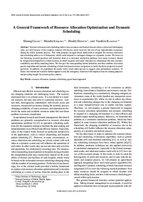 Pdf A General Framework Of Resource Allocation Optimization And
