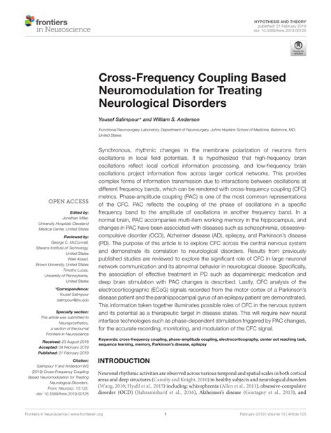 Pdf Cross Frequency Coupling Based Neuromodulation For Treating