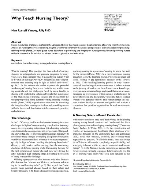 Pdf Why Teach Nursing Theory
