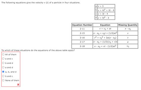 solved the following equations give the velocity v t of a