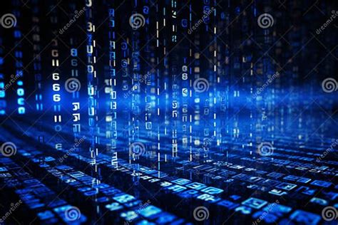 Pixelated Data Stream Binary Code And Encryption Concept On Digital Interface With Glowing Dots