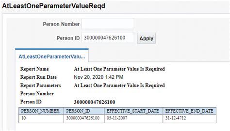 At Least One Parameter Value Required
