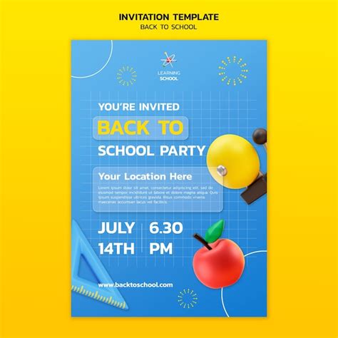 학교 초대장 템플릿으로 돌아가기 무료 Psd 파일