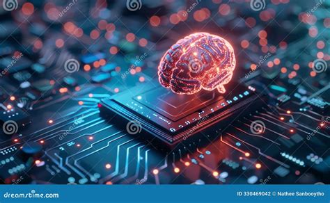 Artificial Intelligence Brain On Microchip Circuit Board Stock Illustration Illustration Of