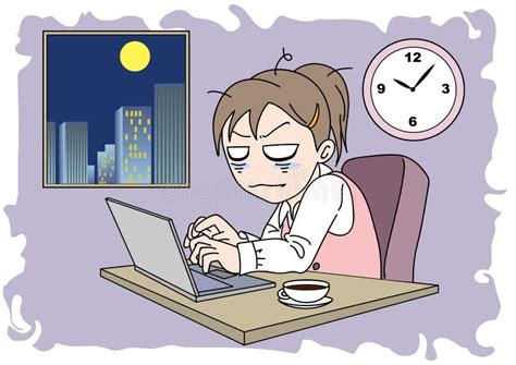 Overtime Image Woman Hard Work Stock Vector Illustration Of Person