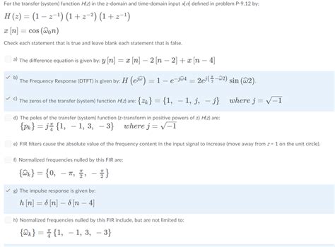 Solved For The Transfer System Function Hz In The