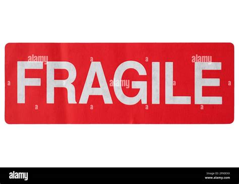 Fragile Warning Sign Label Tag Isolated Over White Background Stock