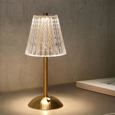Led Rechargeable Acrylic Cordless Table Lamp Crystal Warm Light Table