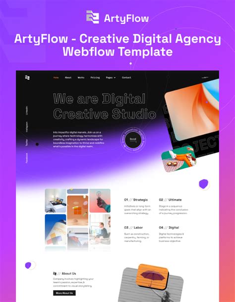 ArtyFlow Website Page Template For Webflow