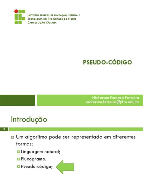 Aula 06 Pseudo Codigo Pdf Algoritmos Números