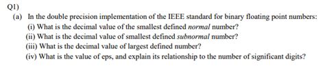 Solved Q A In The Double Precision Implementation Of The Chegg