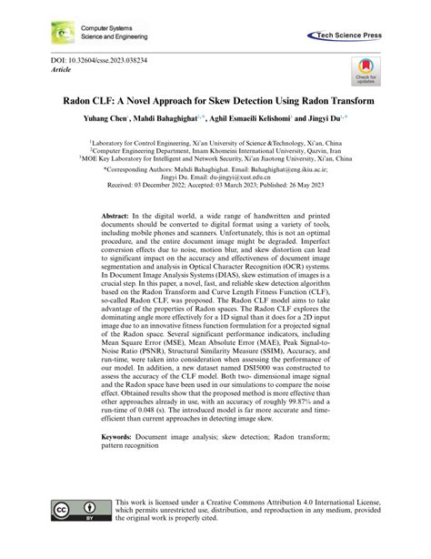 Pdf Radon Clf A Novel Approach For Skew Detection Using Radon Transform
