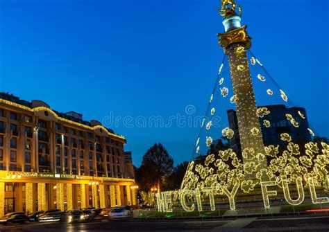 Iluminaci N De La Navidad En Tbilisi Georgia Foto Editorial Imagen De Tarde Georgia