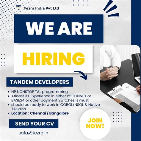 tezra on linkedin hiring tandemdevelopers chennaijobs
