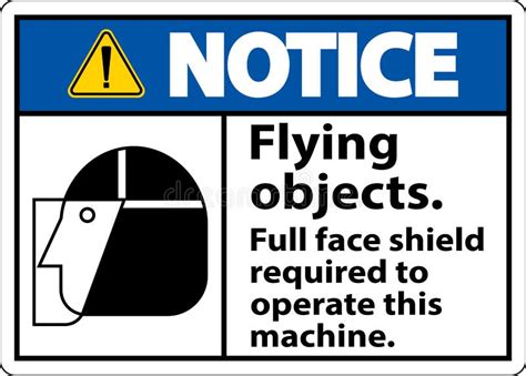 Notice Flying Object Face Shield Required Sign On White Background Stock Vector Illustration
