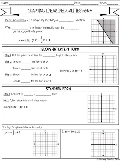 Linear Inequalities Notes And Worksheets Lindsay Bowden