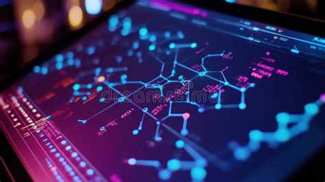 Futuristic Screen Showing Complex Data Analysis with Glowing Nodes and Connections Stock Image ...